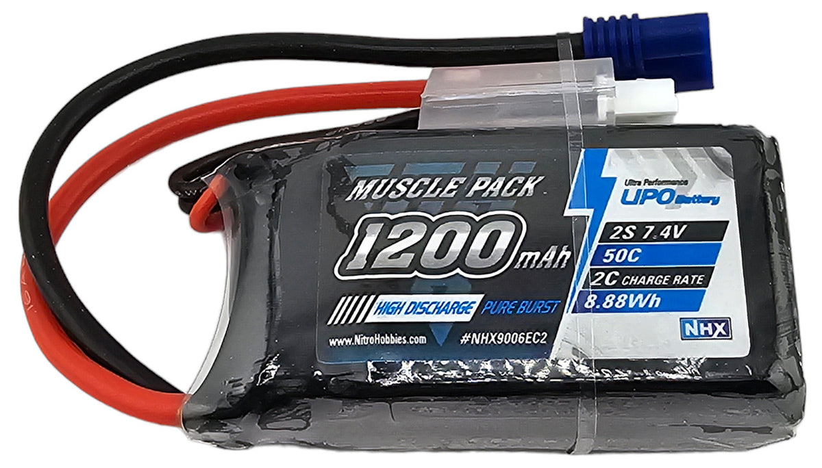 NHX RC Muscle Pack 2S 7.4V 1200mAh 50C Losi Mini T/B & JRX2 Lipo Batte ...