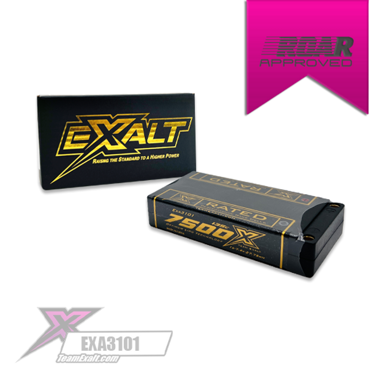 Exalt X-Rated 1S 135C Hardcase LiPo Battery (3.7V/7500mAh) w/5mm Bulle ...