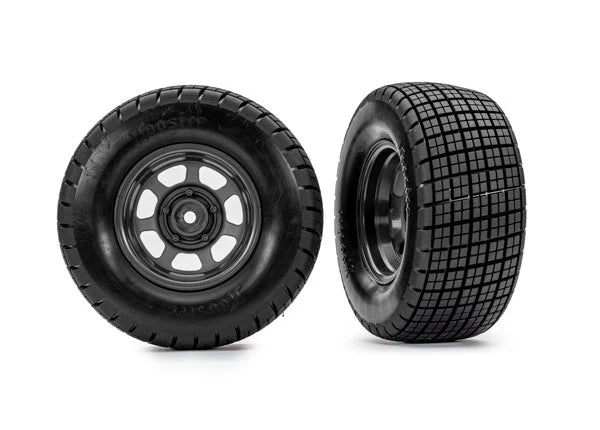 Traxxas Oval Graphite Gray Wheels with Hoosier Tires Pre-Glued 2WD Fro ...